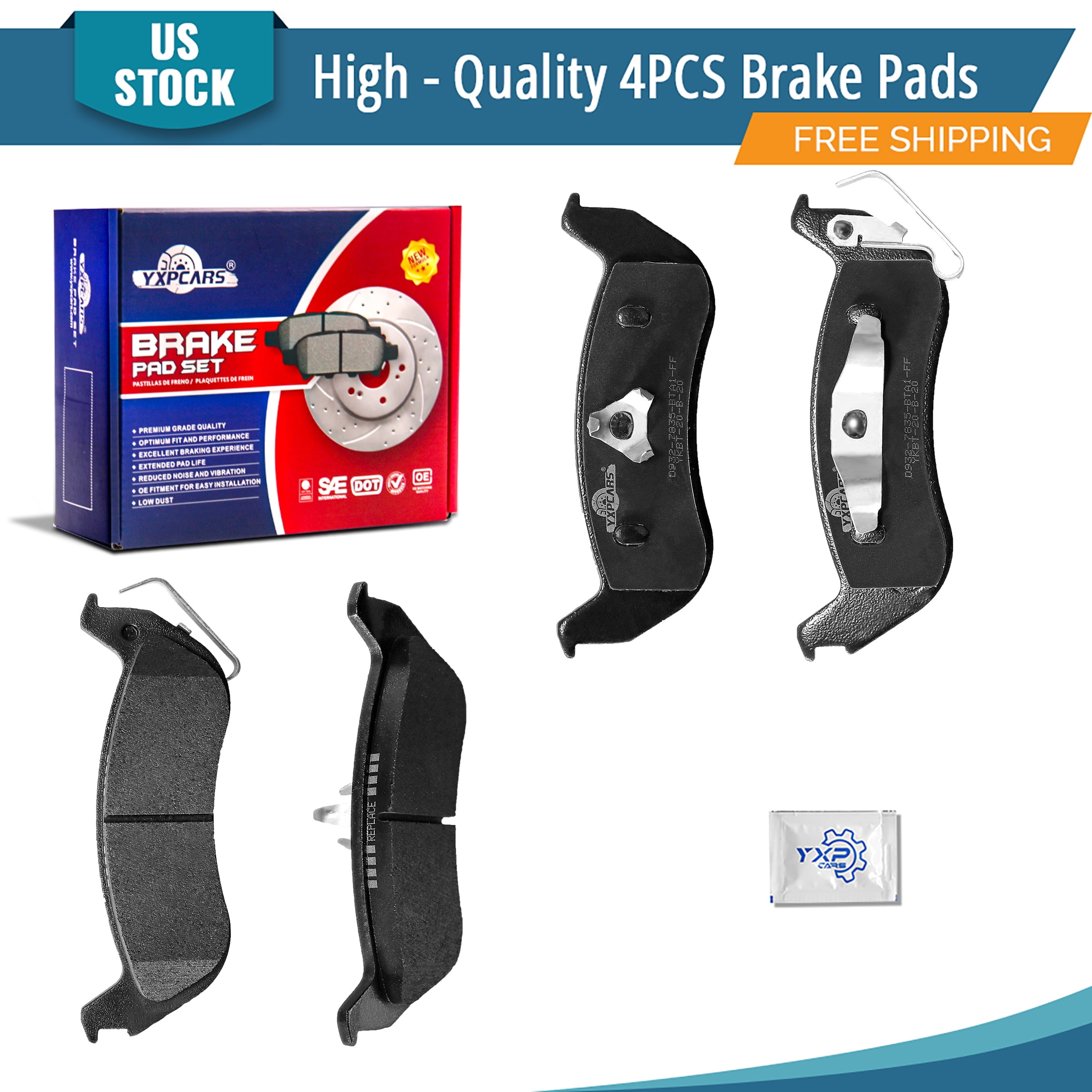 YXPCARS 4PCS Ceramic Brake Pads(Rear) for Ford Crown Victoria Ranger Lincoln Town Car Mercury ...