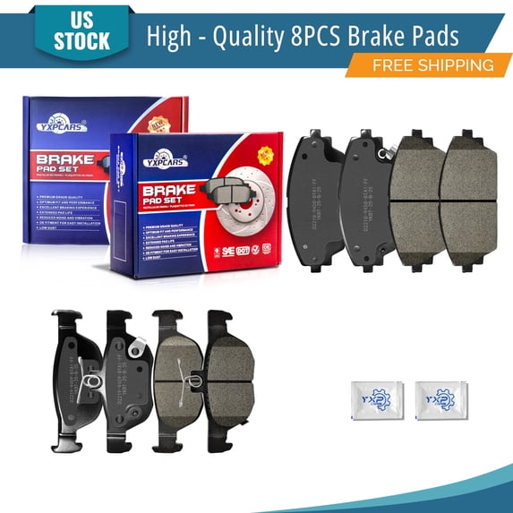 YXPCARS 8PCS Front and Rear Ceramic Brake Pads (D2218, D2219), Brake ...