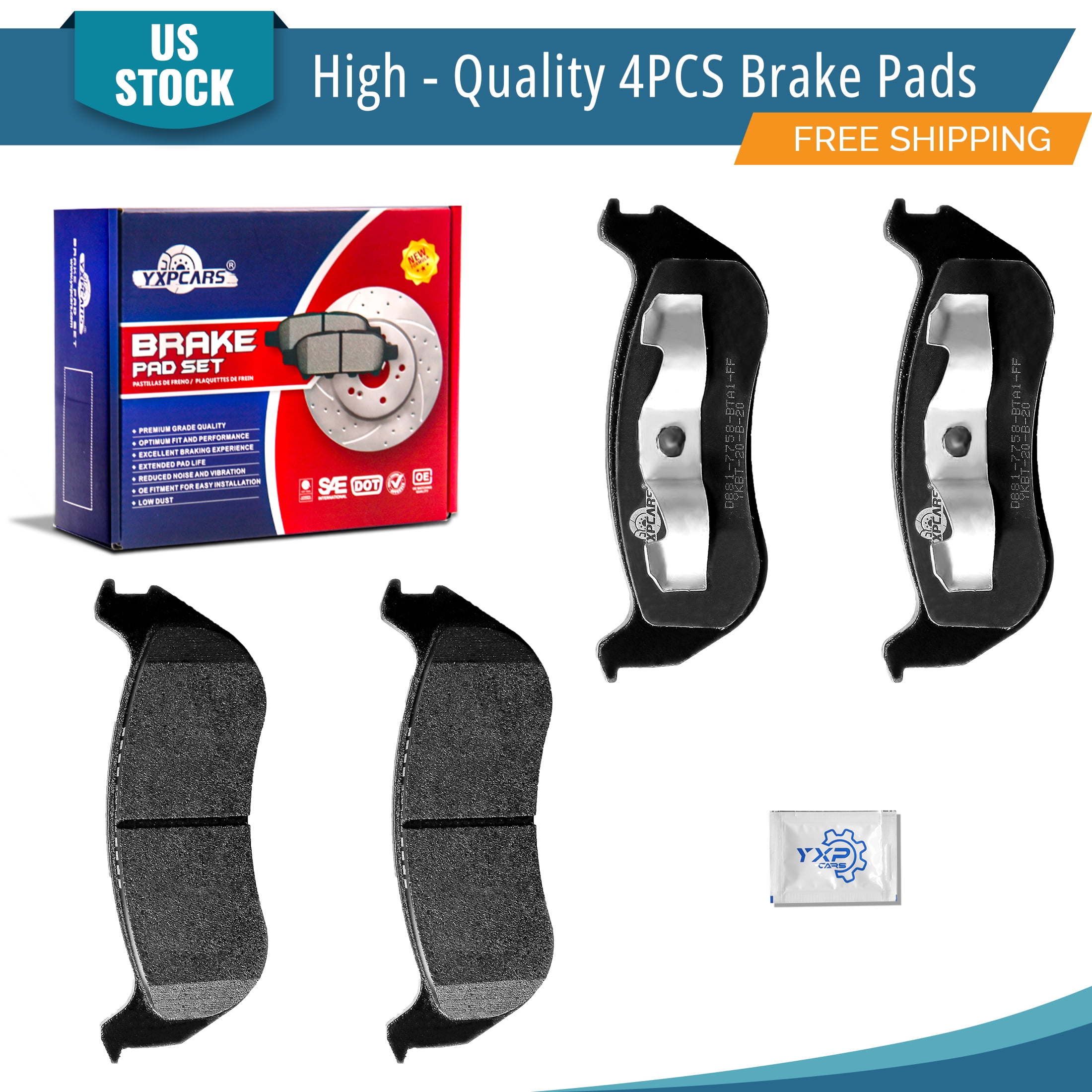YXPCARS 4PCS Rear Brake Pads (D881), Ceramic Pads for Ford Explorer ...