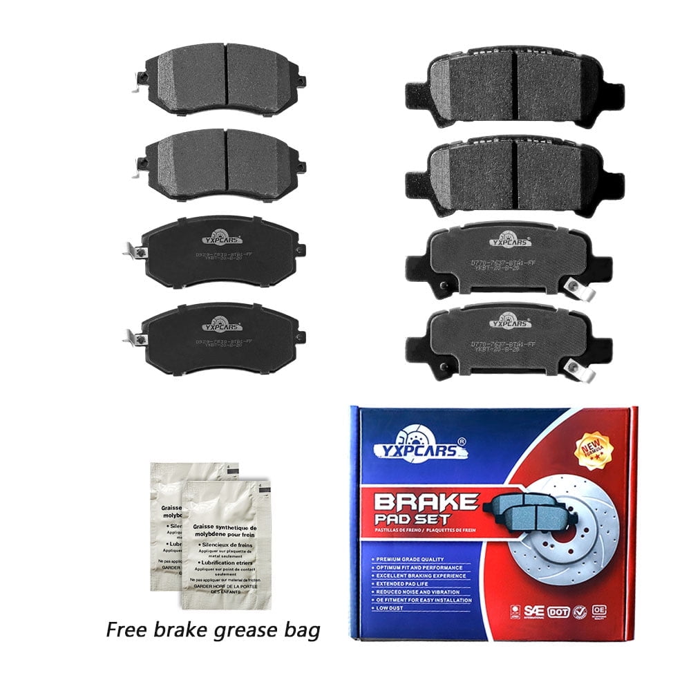 YXPCARS 8 Pieces Brake Pads(D929+D770), Front & Rear Ceramic Pads for ...