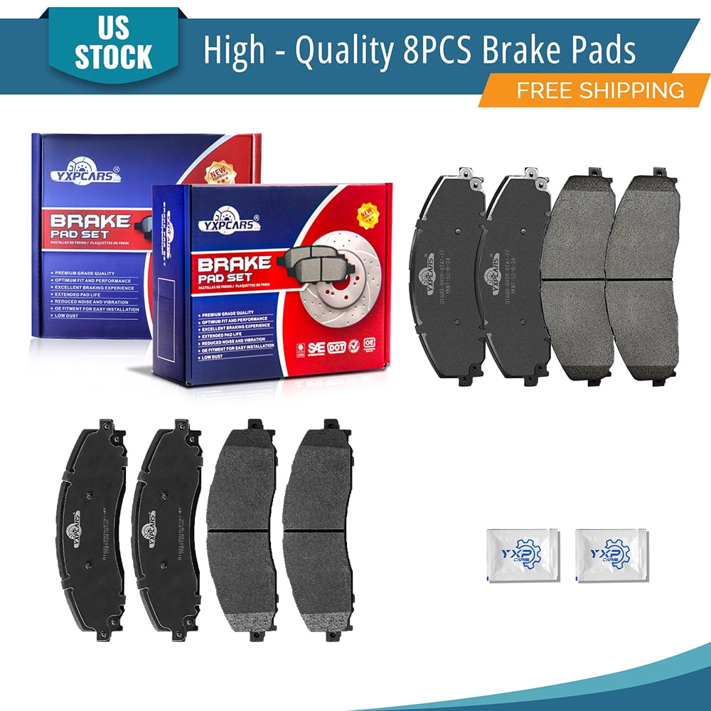 YXPCARS 8PCS Brake Pads (D1680+D1691), Front & Rear Ceramic Pads for ...