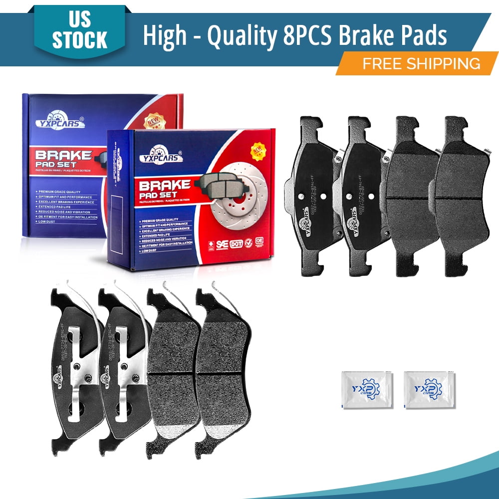 YXPCARS 8PCS Brake Pads(D857+D858), Front & Rear Ceramic Pads for Chrysler Town & Country Dodge ...