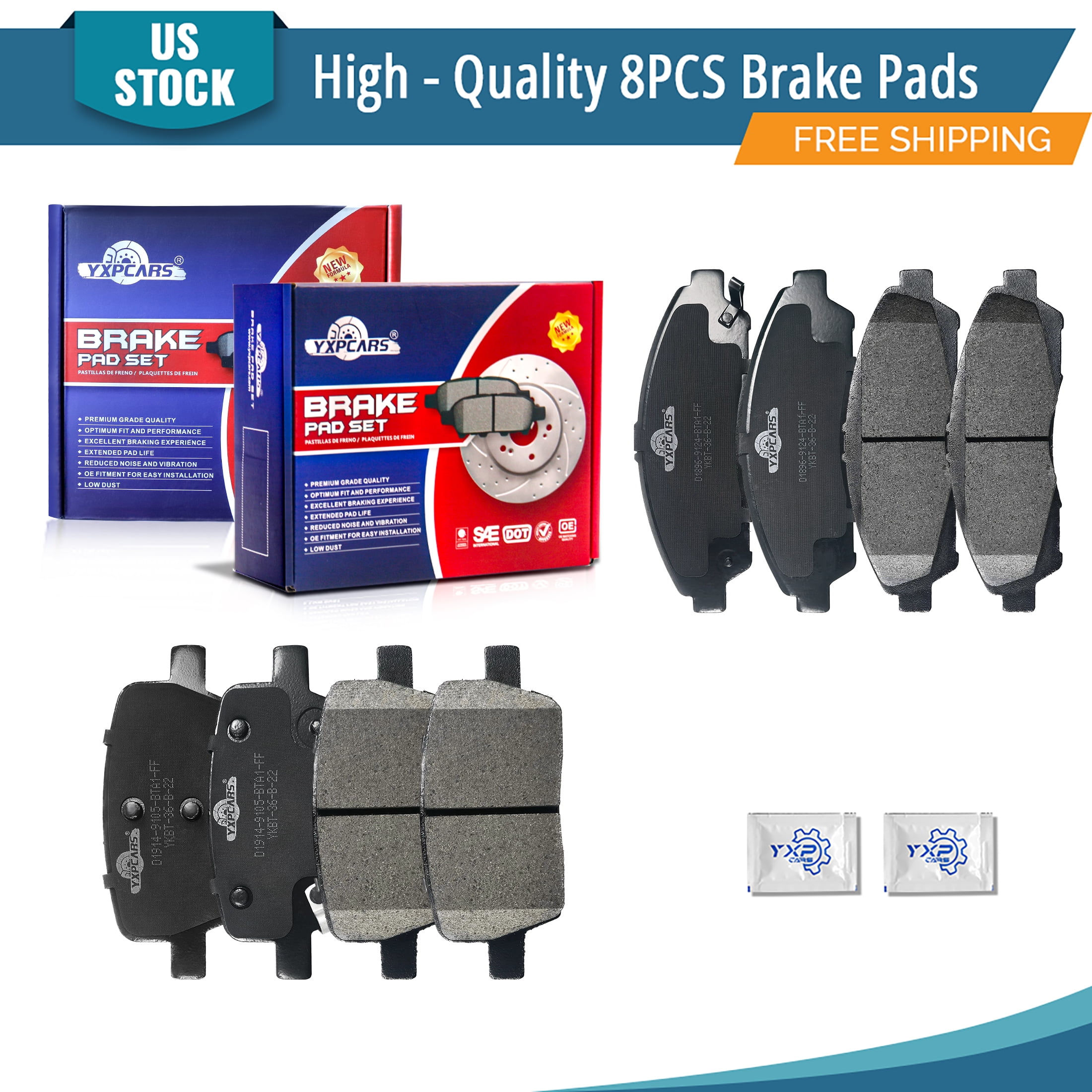 YXPCARS 8PCS Front & Rear Ceramic Brake Pads(D1896+D1914) for Buick ...