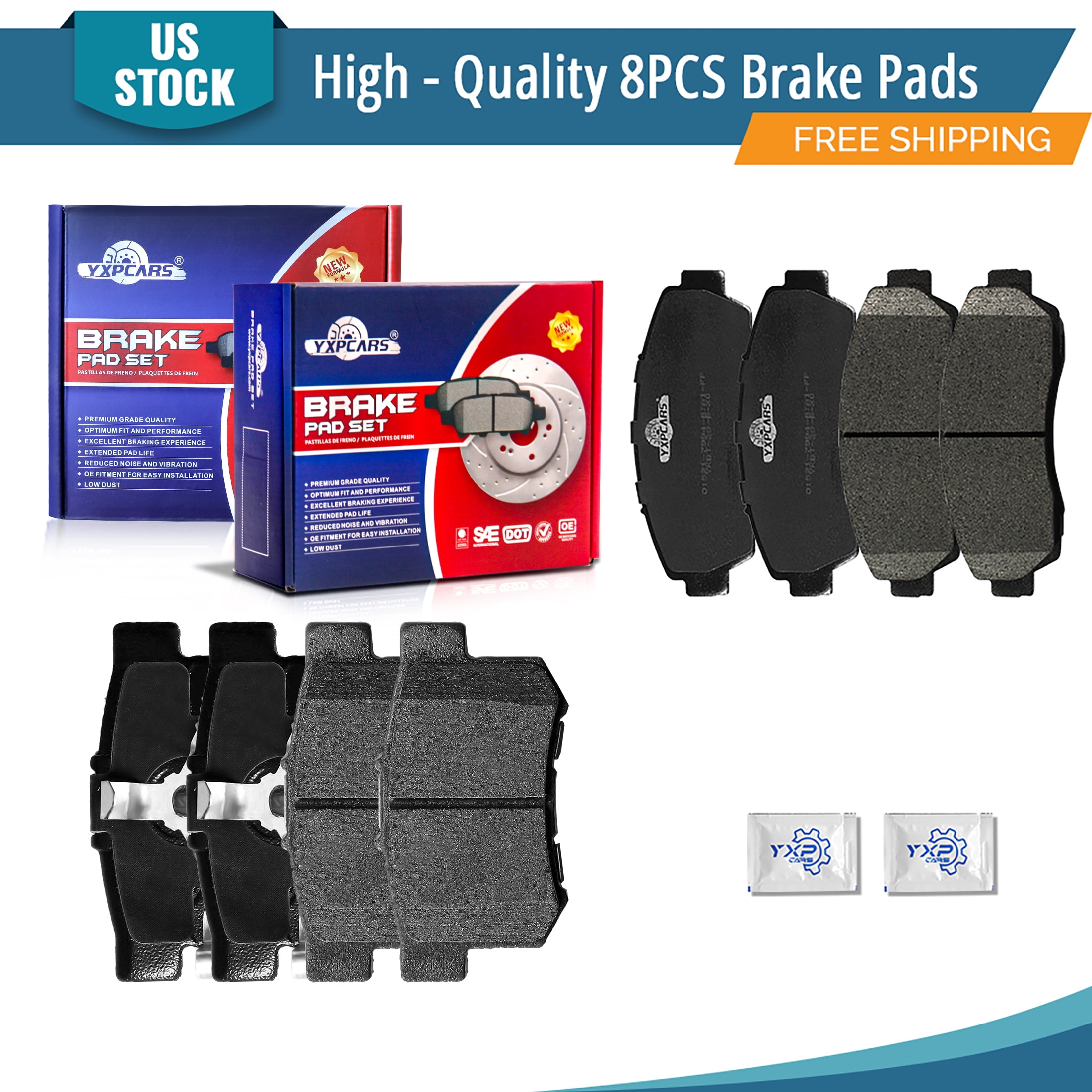 YXPCARS D1521+D1086: 8PCS Front and Rear Ceramic Brake Pads for Honda ...