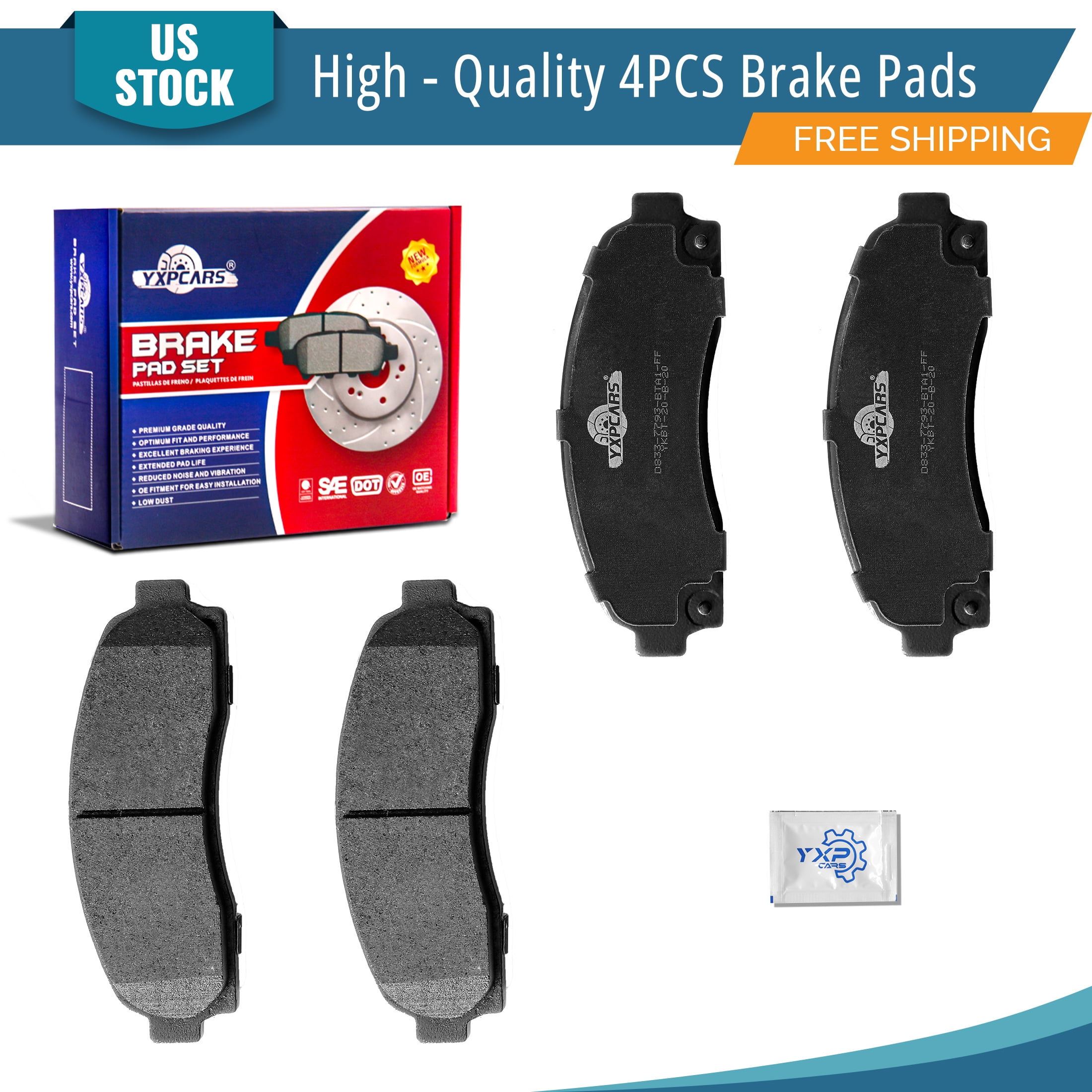 YXPCARS D833: 4PCS Front Ceramic Brake Pads - Walmart.com