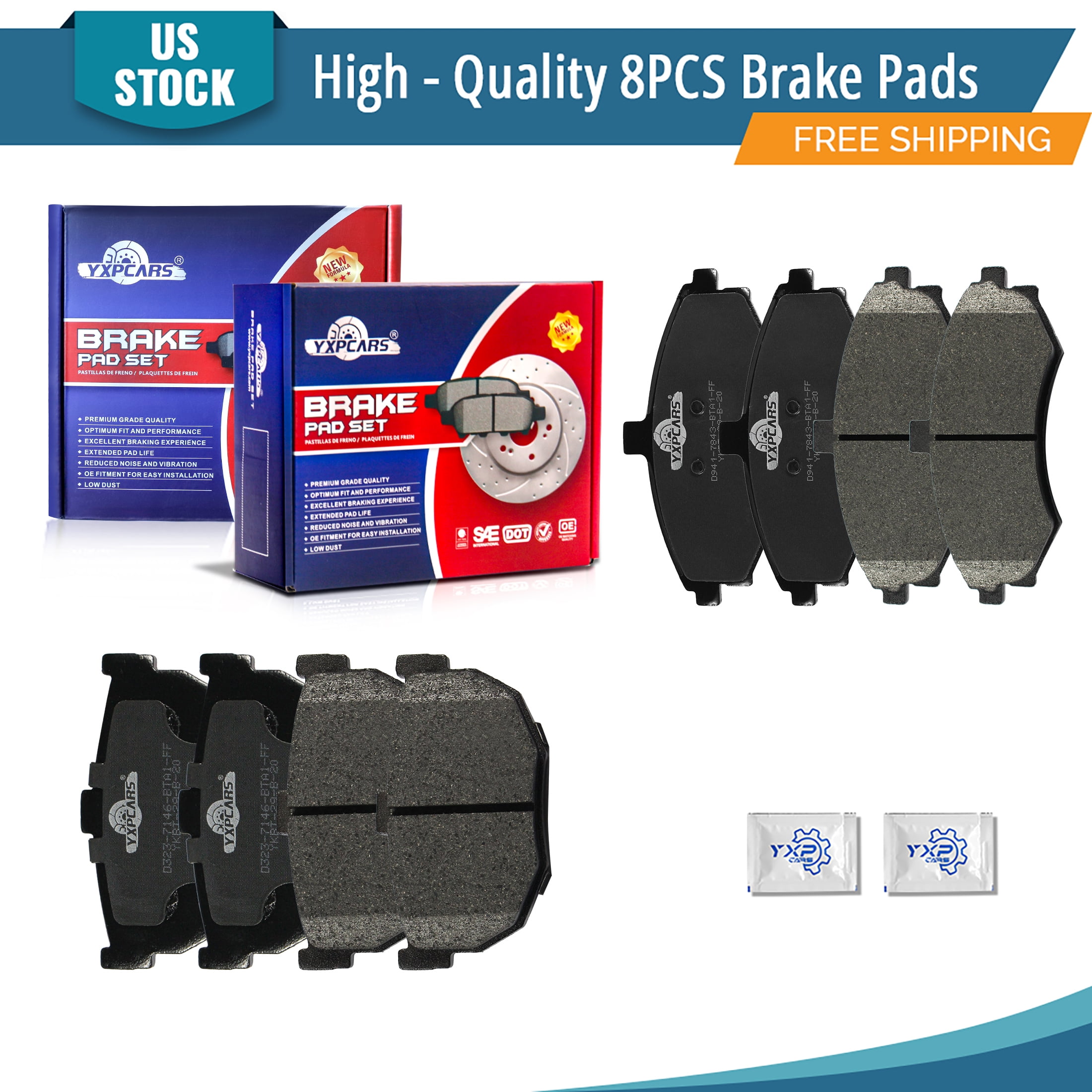 YXPCARS D941+D323: 8PCS Front and Rear Ceramic Brake Pads for Hyundai ...