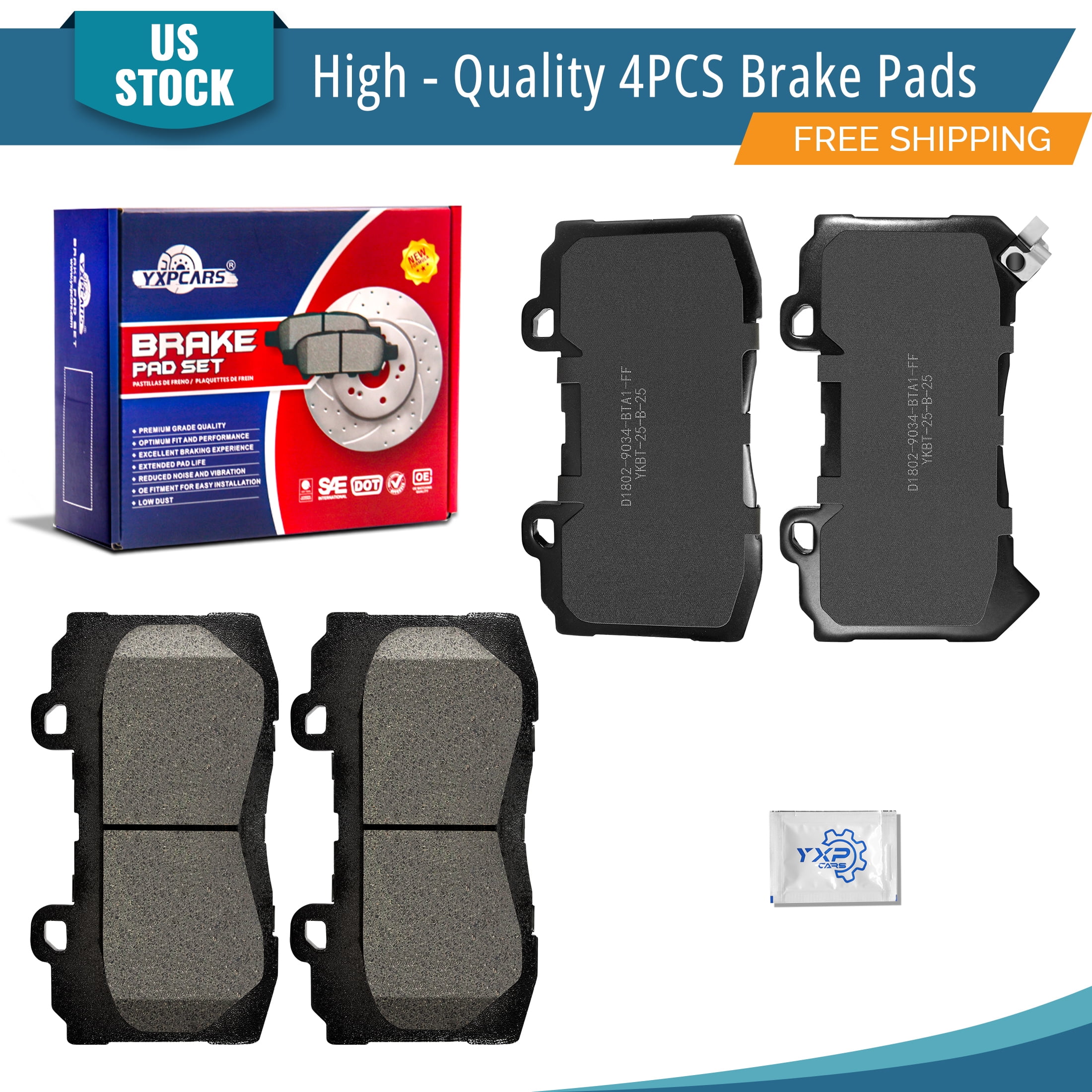 YXPCARS Front Ceramic Brake Pads (D1802), Brake Pads Set for 2015 2016 ...
