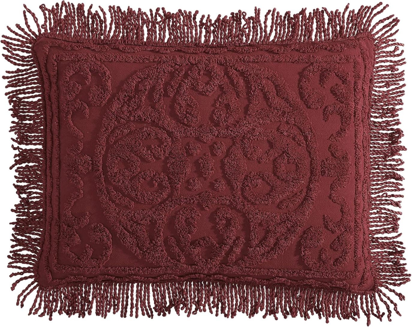 YXPP Medallion Chenille Bedspread, Standard Sham, Burgundy - Walmart.com