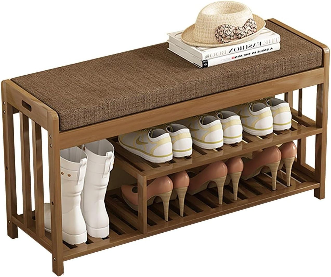 YXPP Shoe Rack for Front Door Entrance 2 Tier Shoe Bench Storage with ...