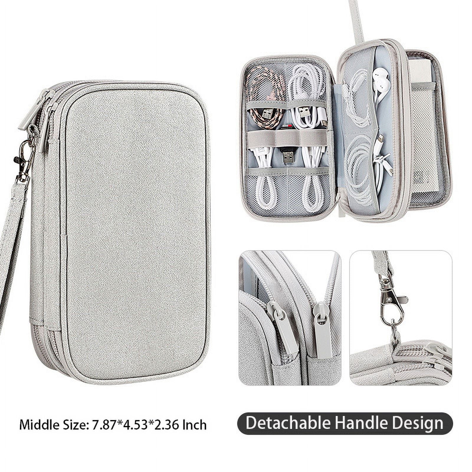 YXRIJDJ Double Layers Travel Cable Organizer Bag Portable Gray ...