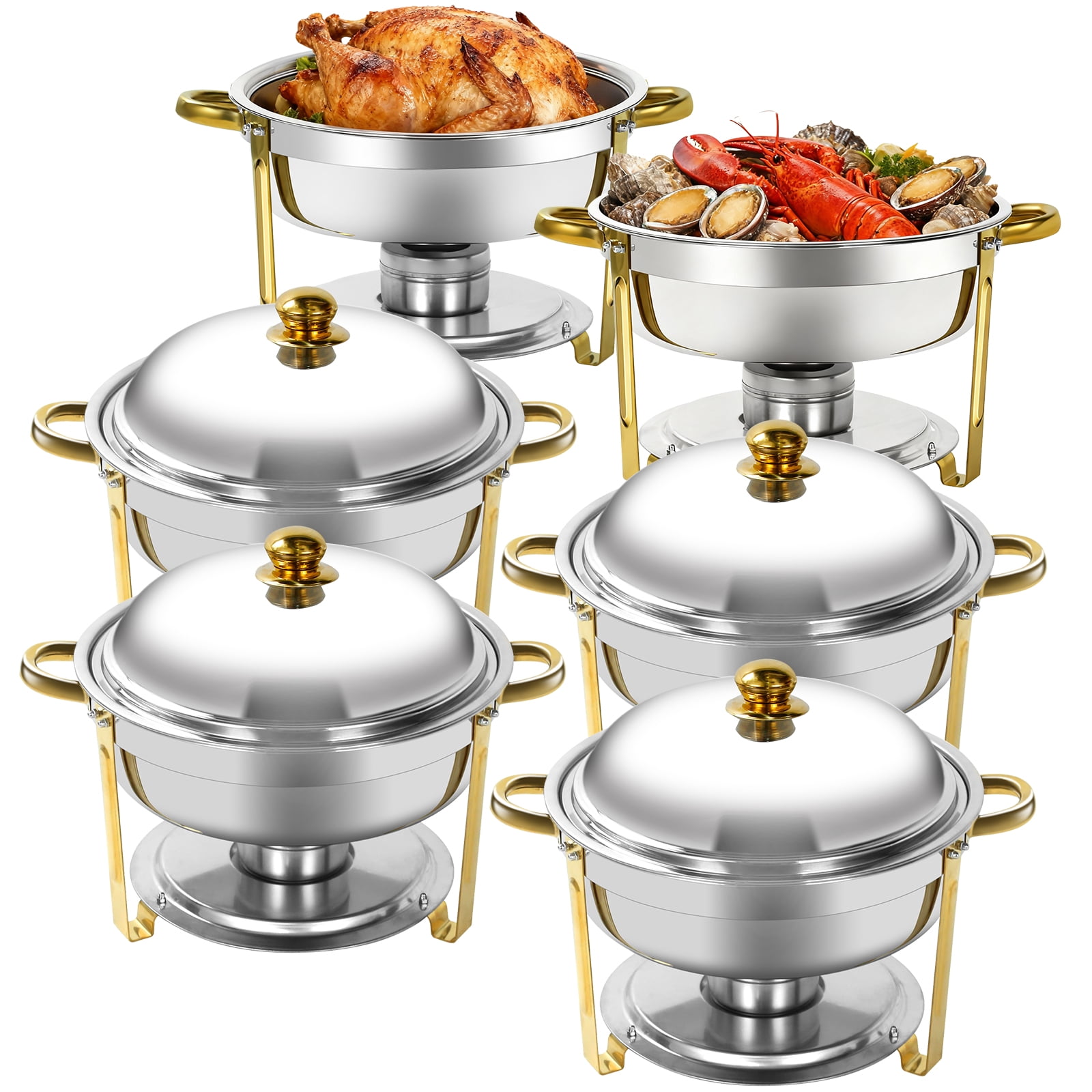 YXSC Chafing Dishes for Buffet 6 Pack, 6QT Round Chafing Dishes for ...