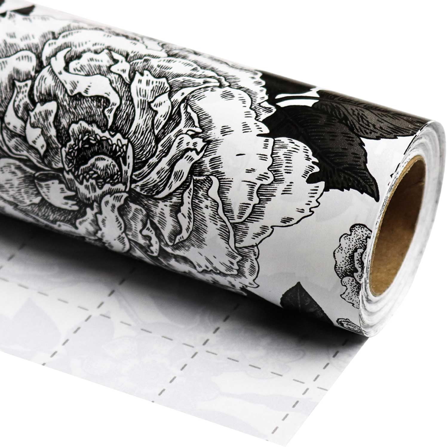 YXTII Black and White JKF25 Wrapping Paper with Cut Lines, Flower Gift ...