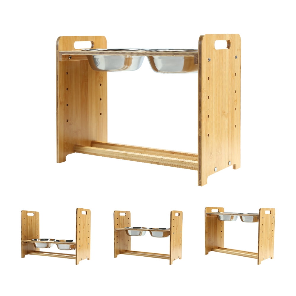 YY FOREYY Adjustable Raised Pet Stand for Cats and Dogs with 4 Bowls ...
