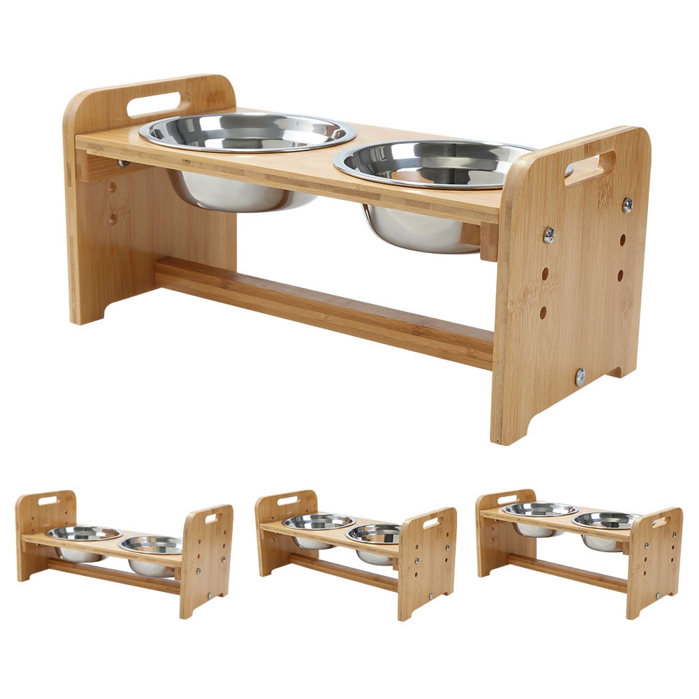 YY FOREYY Adjustable Raised Pet Stand for Cats and Dogs with 4 Bowls ...