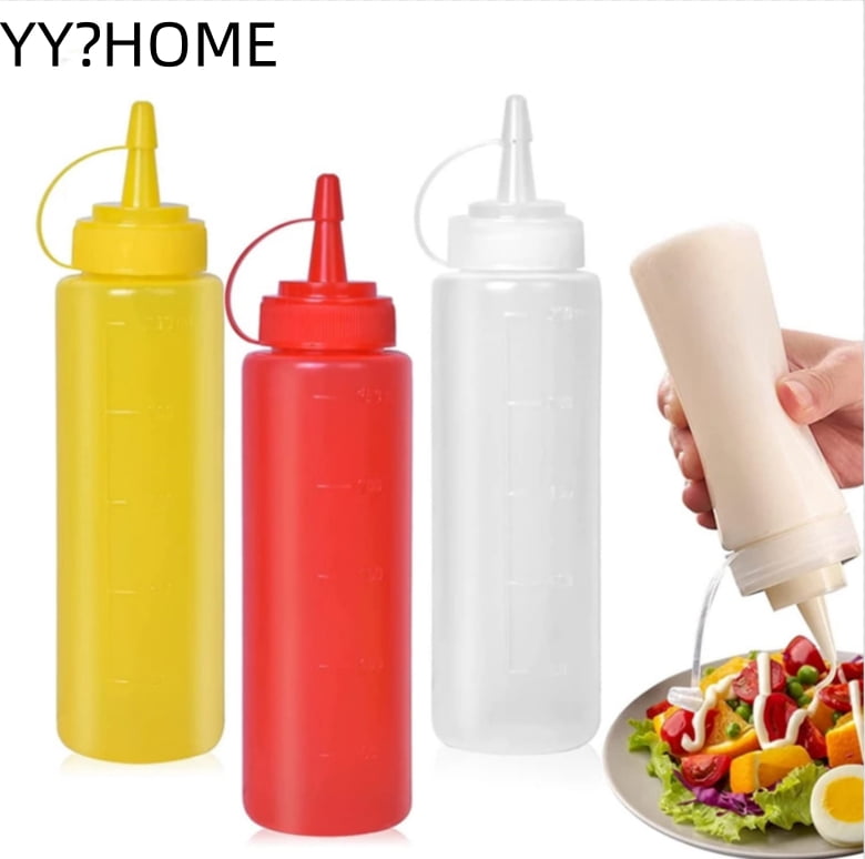 YY?HOMECondiment sauce squeeze bottle - (3 pieces -13.5 ounces), with ...