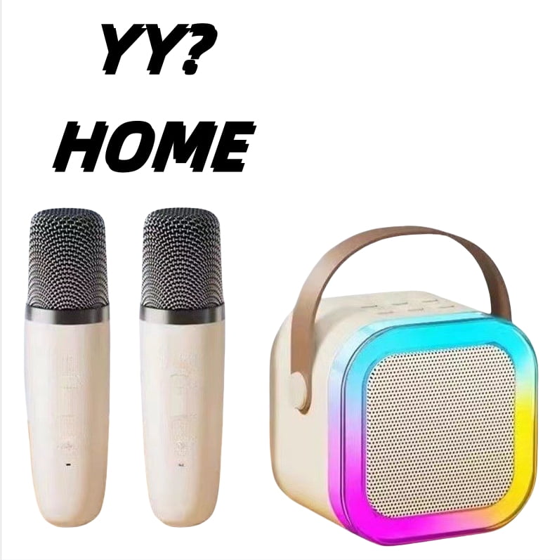 YY?HOMESpecially designed for children aged 2 to 12! White portable Bluetooth karaoke machine ...