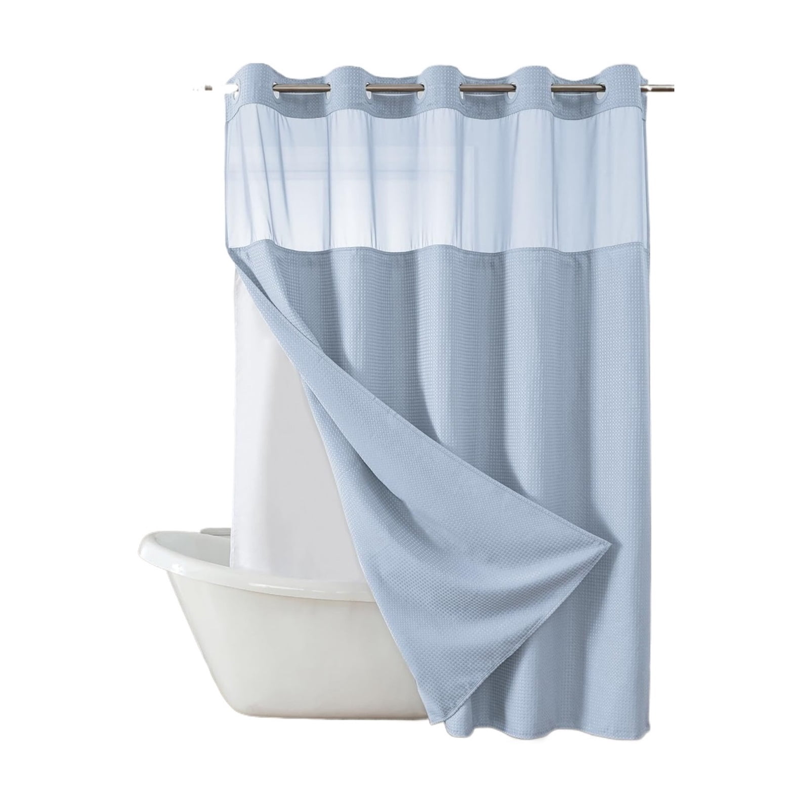 YY No Hook Waffle Weave Shower Curtain with snap-in Liner Waterproof ...