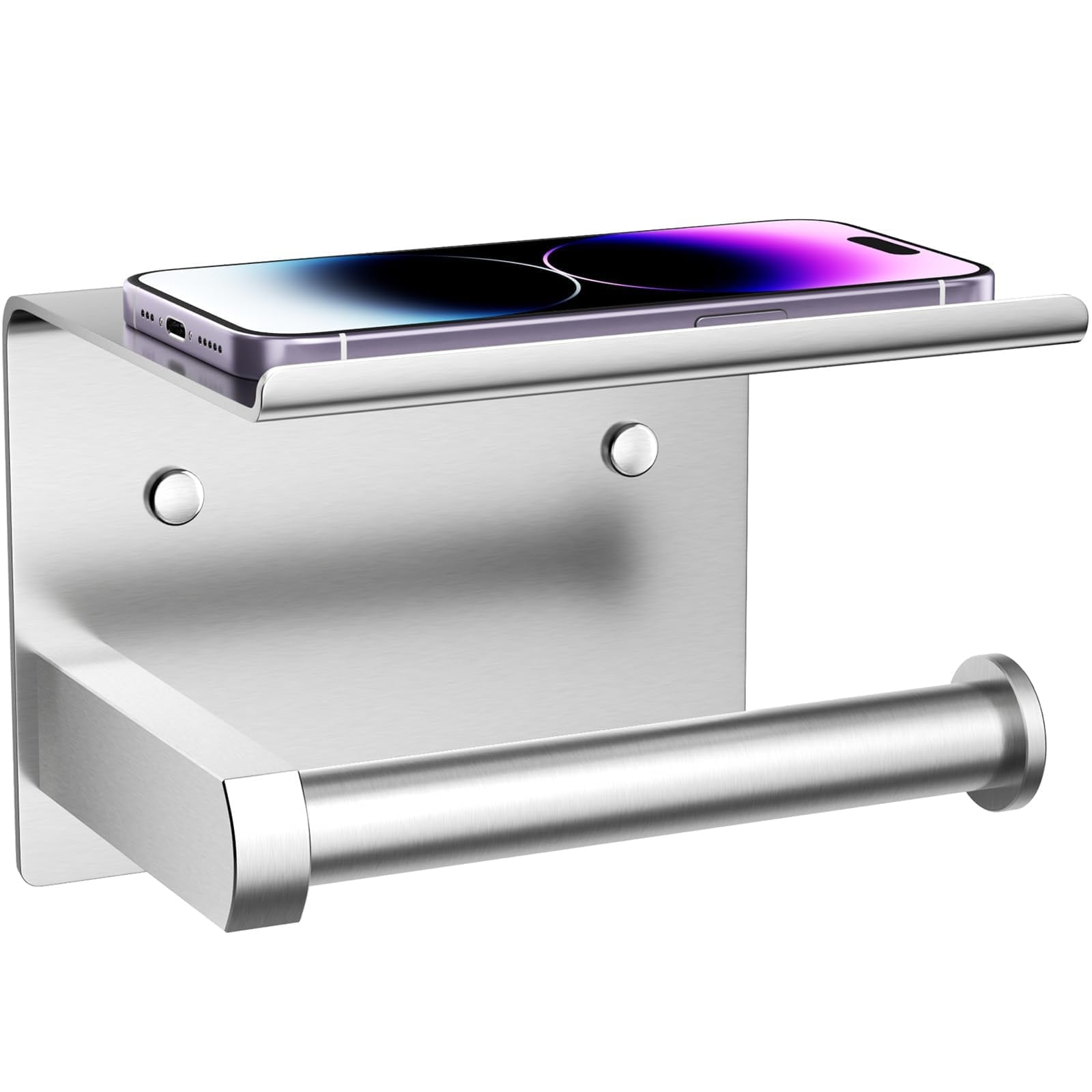 YY Toilet Paper Holder with Phone Shelf, Adhesive or Screw Wall Mount ...