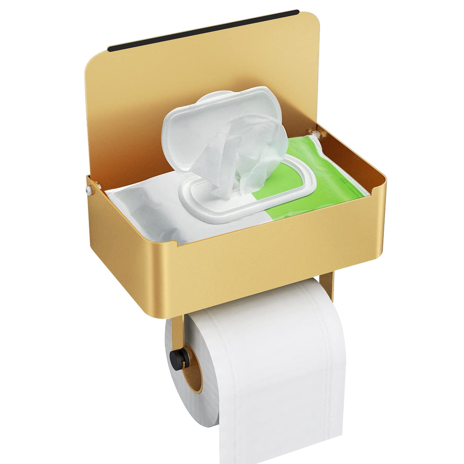 YY Toilet Paper Holder with Shelf, Flushable Wet Wipes Dispenser for ...