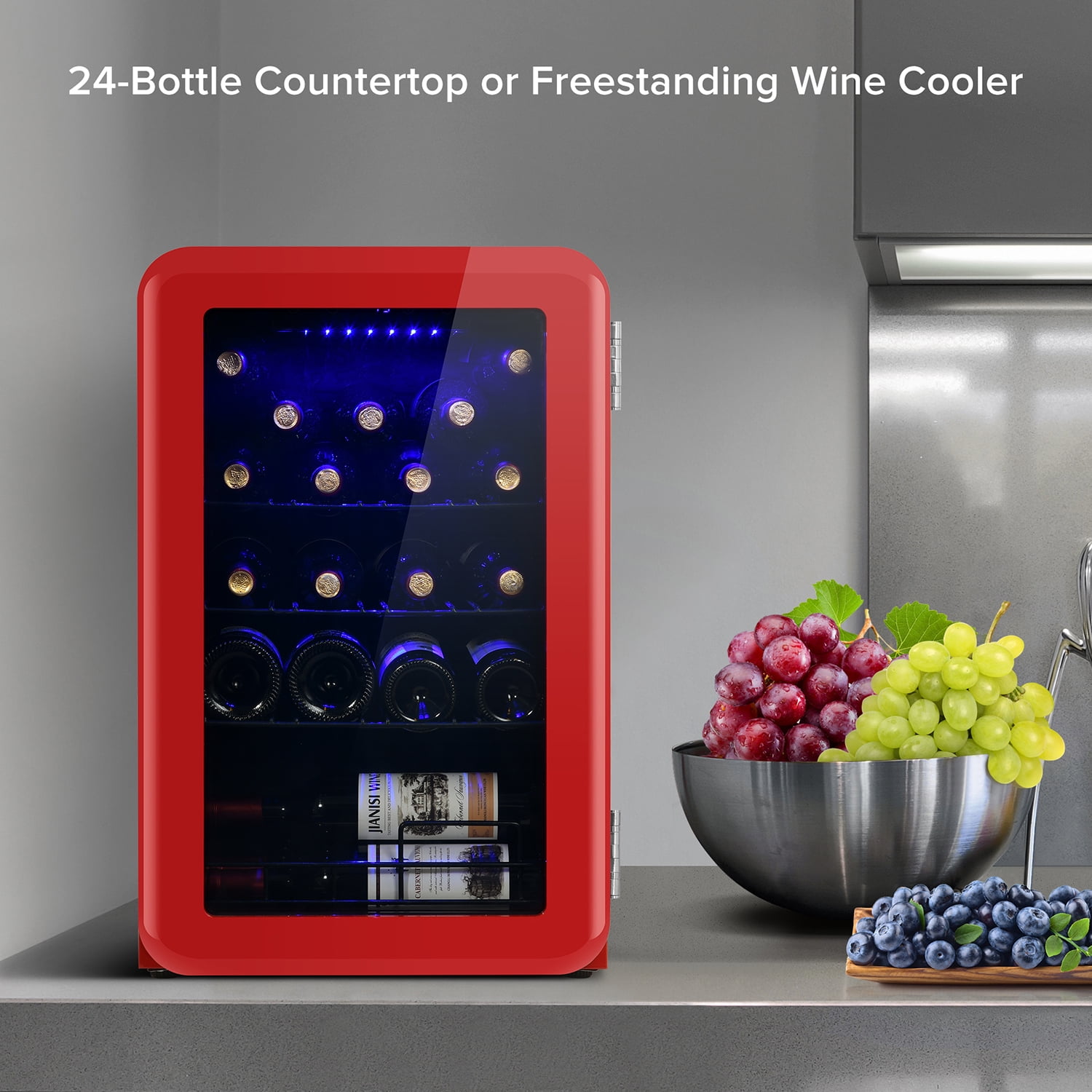 YYAo 24 Bottle Wine Cooler, Mini Cabinet Beverage Refrigerator ...