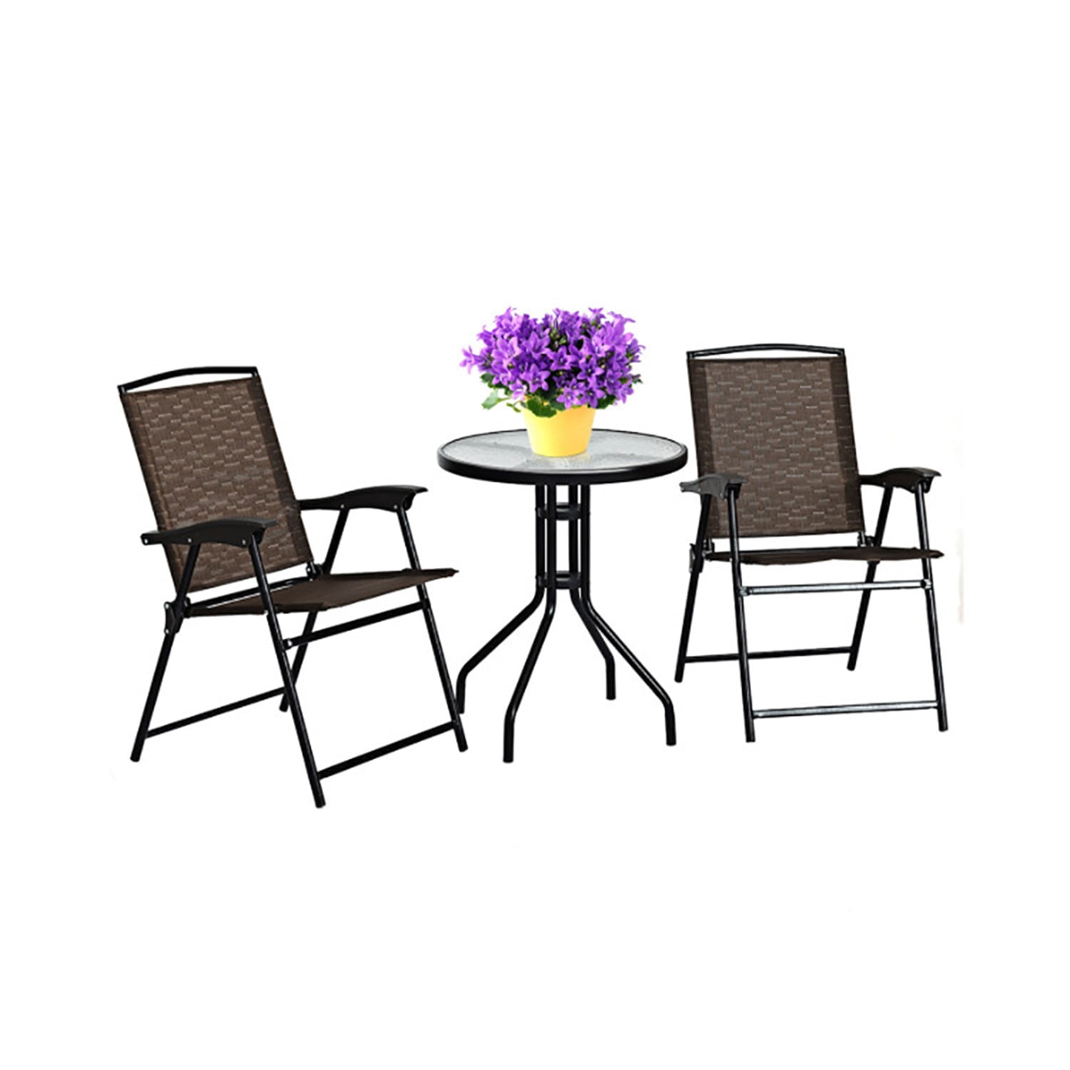 YYAo 3 Pieces Bistro Patio Garden Furniture Set of Round Table and ...