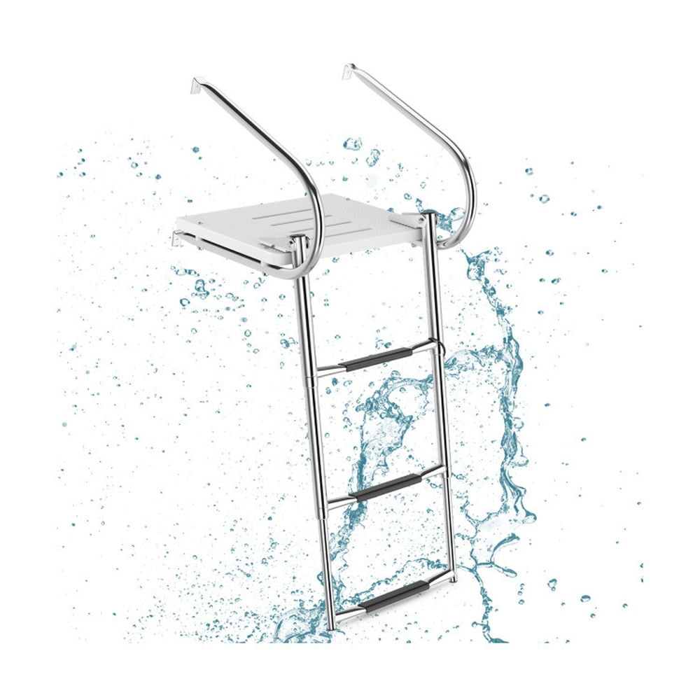YYAo 3-Step Telescoping Boat Ladder with Fiberglass Platform and ...