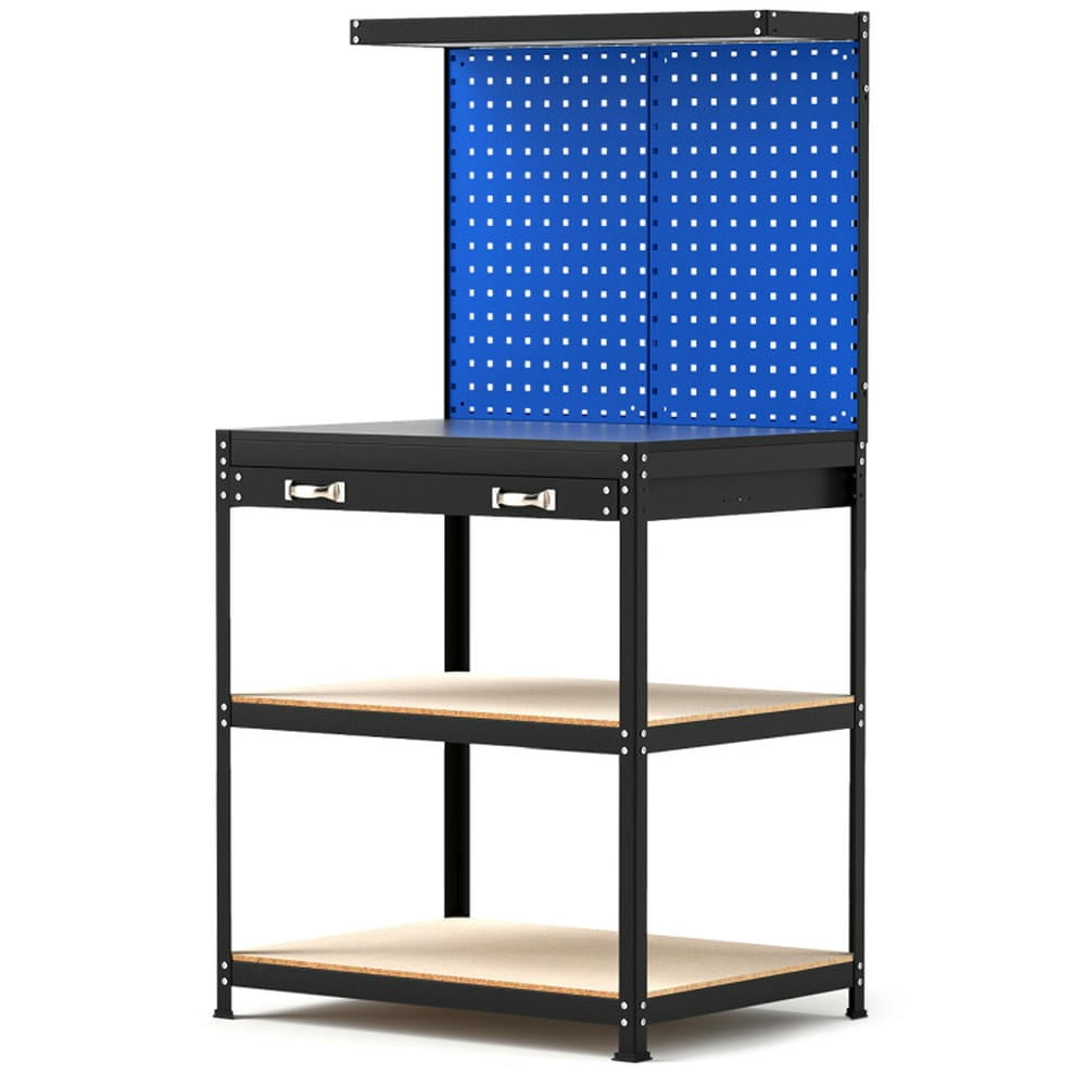YYAo 32 x 16 Inch Workbench Work Table with 2 PCs Pegboard Drawer and ...