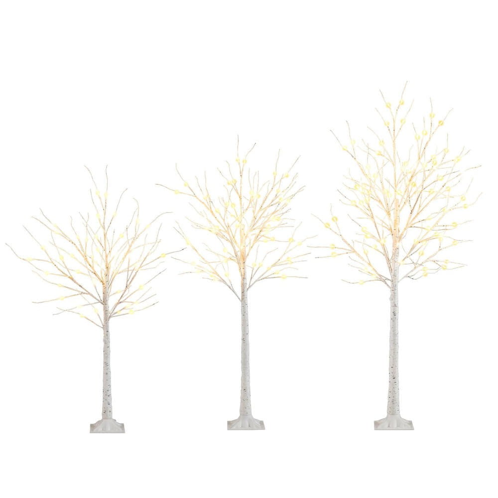 YYAo 4/5/6ft Pre-Lit Christmas Trees with Warm White LEDs, Set of 3 ...