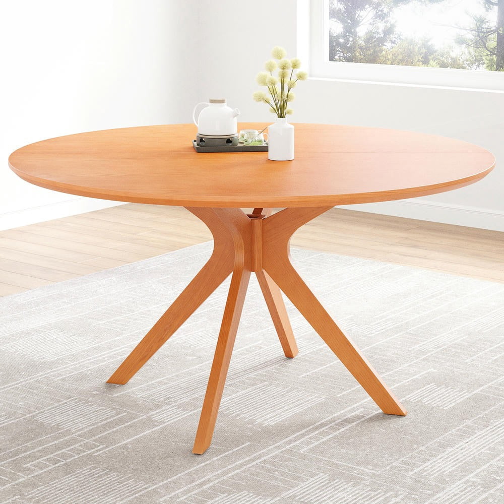 YYAo 47.2" Round Kitchen Table for 4-6 Persons with Intersecting ...