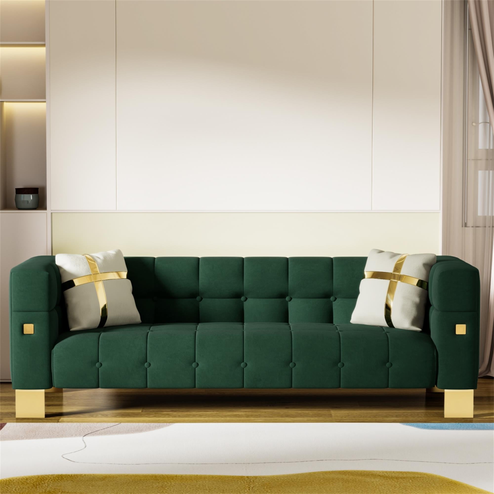 YYAo Convertible Sectional Sofa Couch, Modern Velvet Futon Sofa Bed for ...