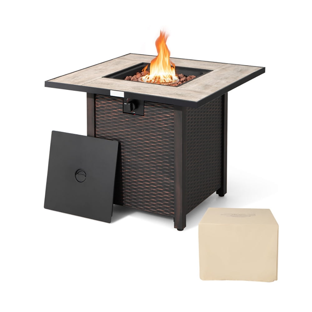 YYAo Fire Pit Table, Fire Bowl Table,30 Inch Square Propane Gas Fire ...
