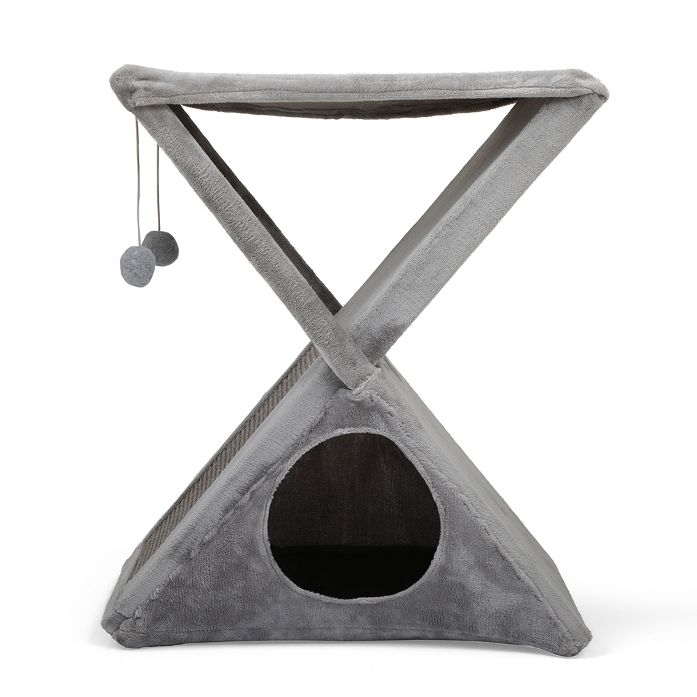 YYAo Folding Cat Tower Tree, 2-Tier Pet House with Scratching Pad, Cat ...