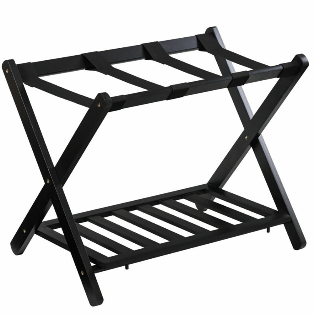 YYAo Folding Wood Stand Travel Luggage Rack with Shelf - Walmart.com