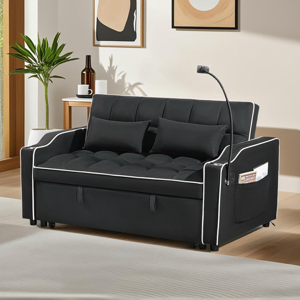 YYAo Futon Sofa Bed, Futon Couch, Foldable Sofa Bed with USB Port ...