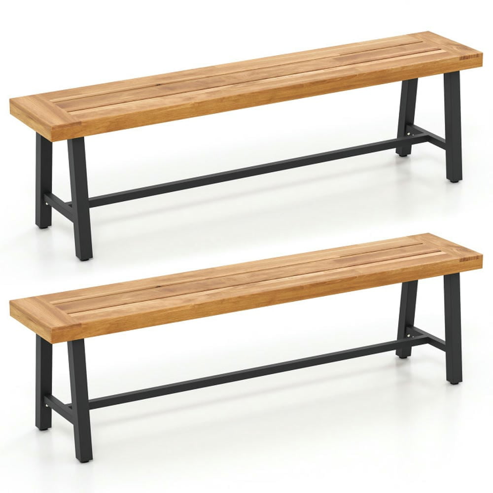 YYAo Garden Benches, Outdoor Bench, 63 Inch 3-Person Acacia Patio Wood ...