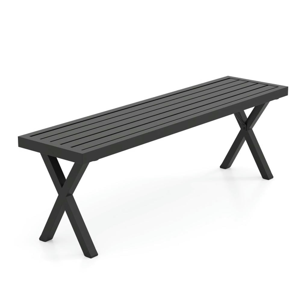YYAo Garden Benches, Outdoor Bench,Patio Metal Bench with Slatted Seat ...
