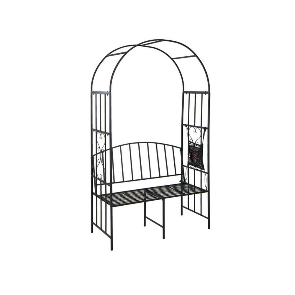 YYAo Garden Benches, Outdoor Bench, Steel Garden Arch with 2-Seat Bench ...