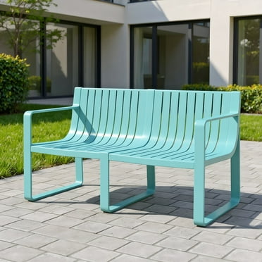 Costway Garden Bench All-Weather HDPE 2-Person Outdoor Bench for Front ...