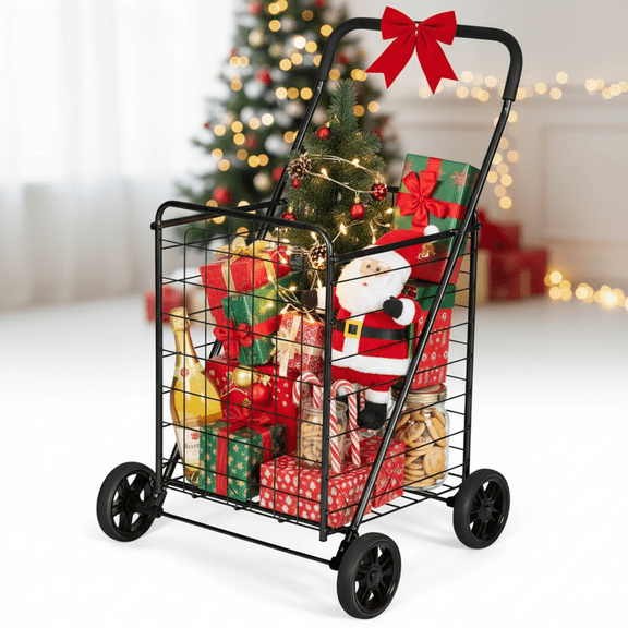Heavy Duty Folding Shopping Cart for Groceries, Huge Grocery Carts with ...