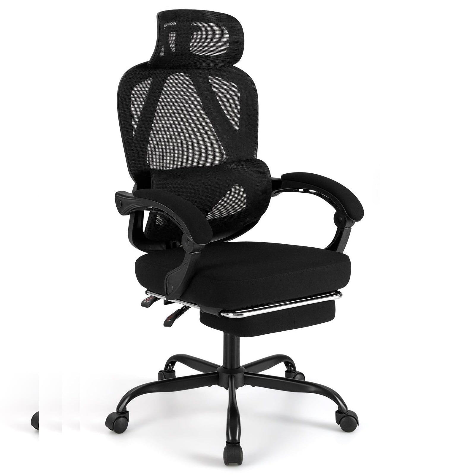YYAo High Back Mesh Task Chair with Retractable Footrest, Office Chair ...