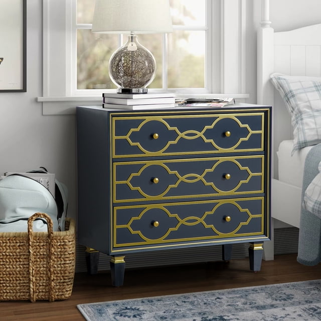 YYAo Modern 3 Drawer Nightstand, Accent Chest Dresser Bedside Furniture ...
