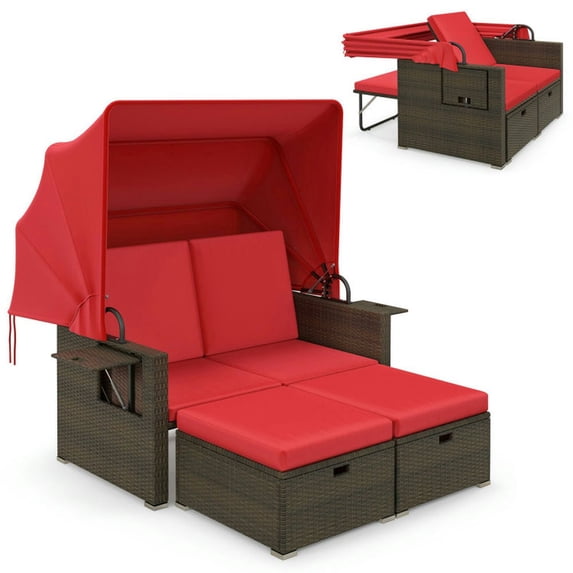 YYAo Outdoor Daybed, Sunbed,Outdoor Patio Rattan Daybed with ...