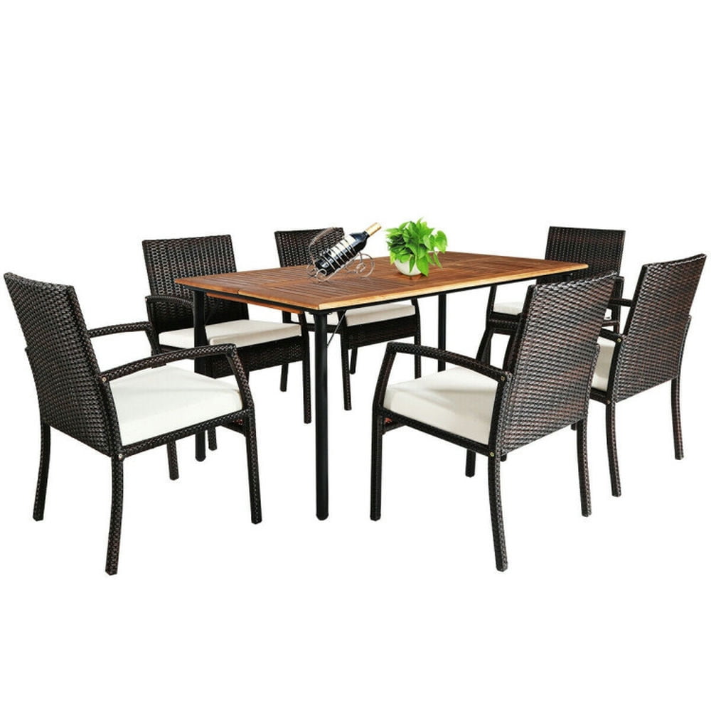 YYAo Outdoor Eating Sets,Patio Dining Furniture,7PCS Patio Rattan ...
