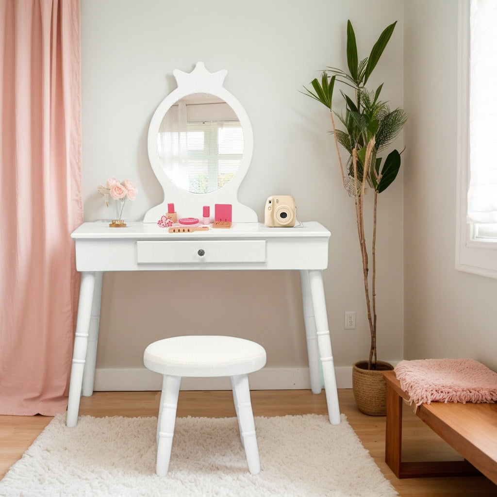 YYAo Princess Makeup Table with Cushioned Stool, Vanity Desk with ...