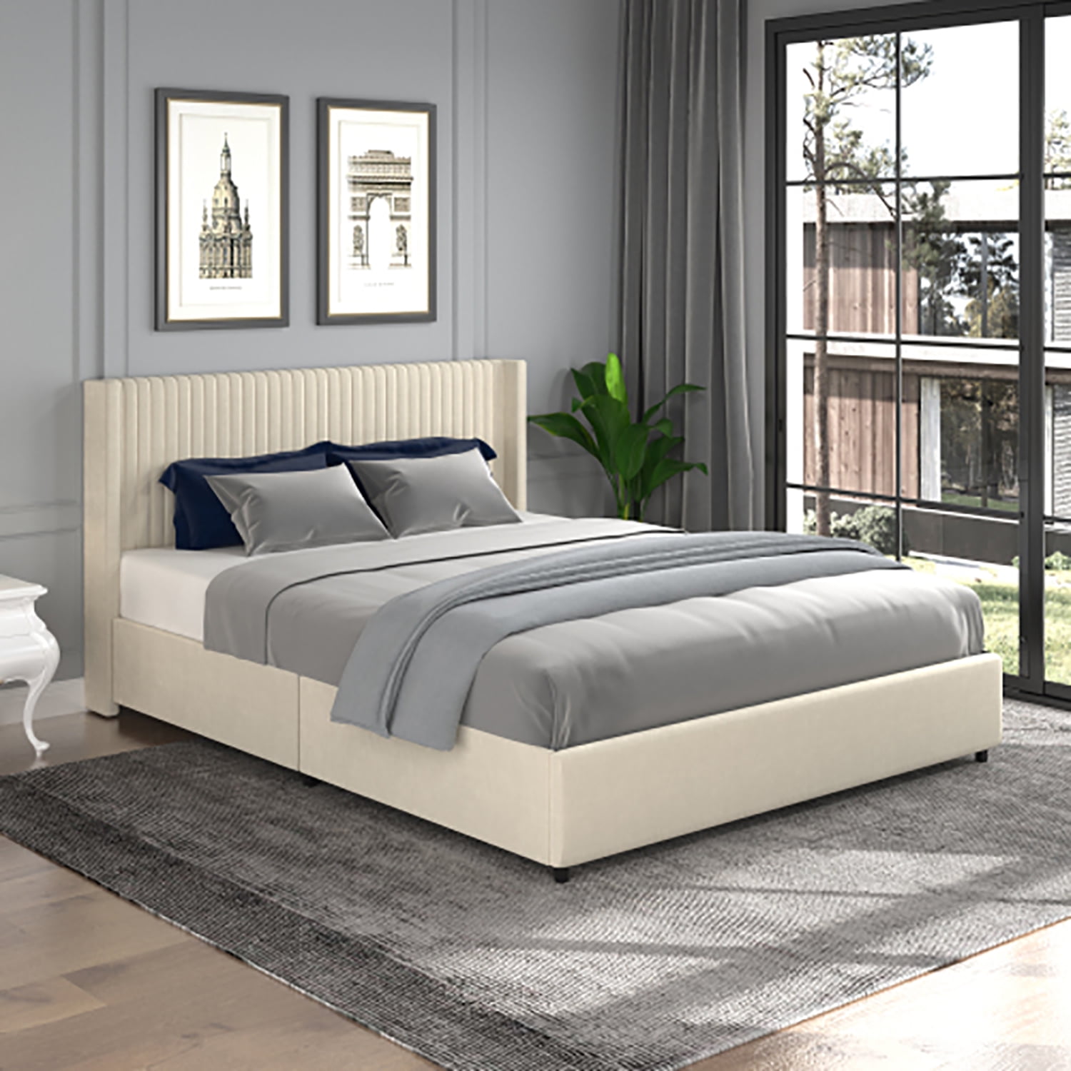 YYAo Queen Velvet Upholstered Platform Bed with 4 Drawers, Heavy Duty ...