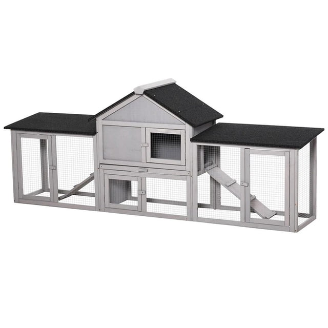 YYAo Rabbit Coop, Outdoor Rabbit House,83" 2 Story Deluxe XL Wooden ...
