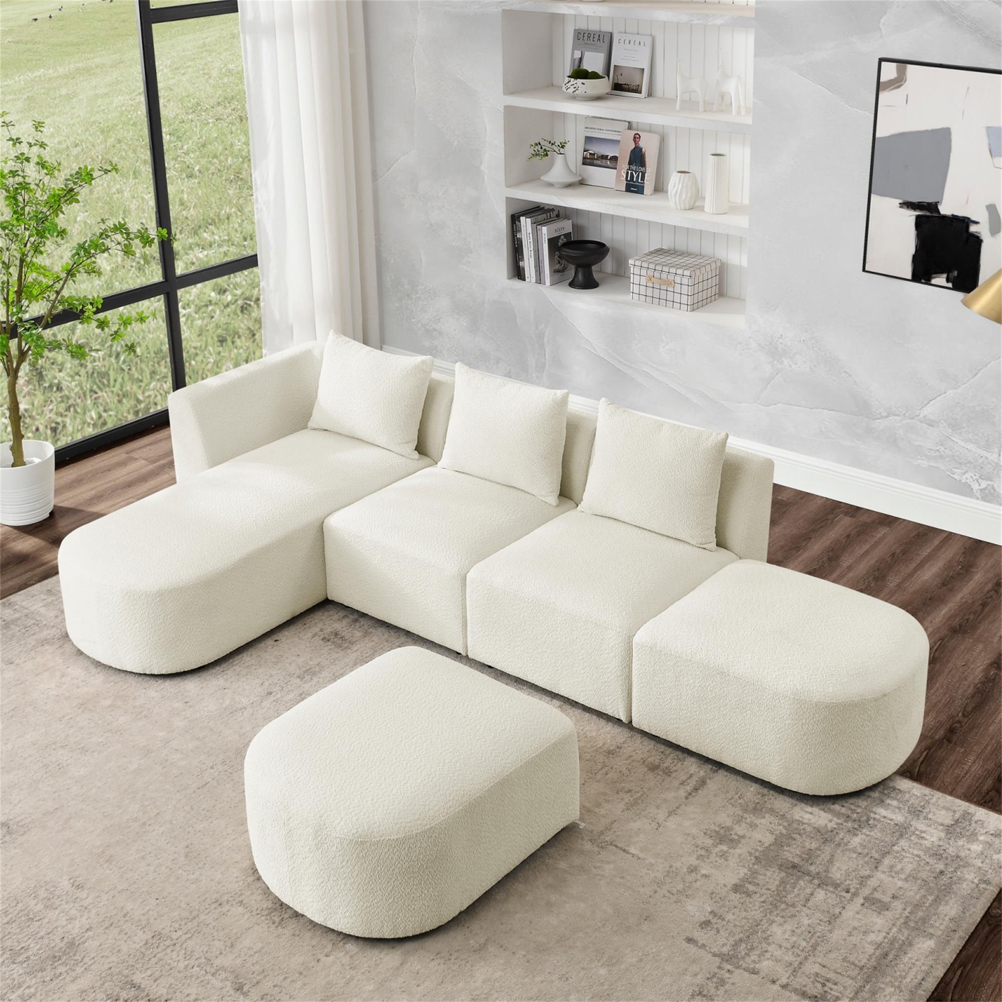 YYAo U Shape Sectional Sofa Futon, Modular Couch with Reversible Chaise ...