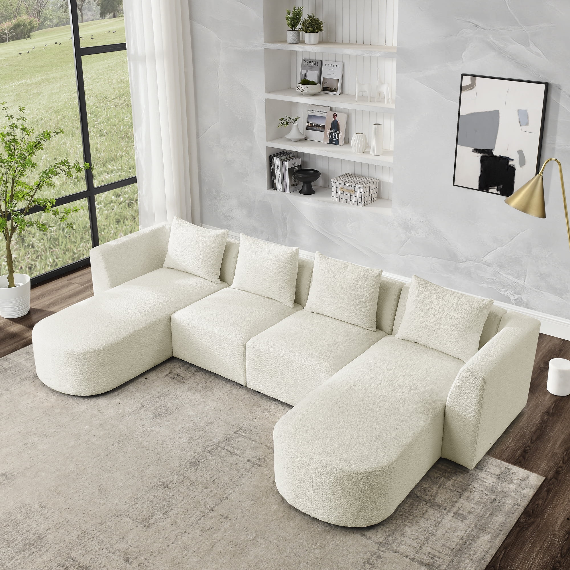 YYAo U Shape Sectional Sofa Futon, Modular Couch with Reversible Chaise ...