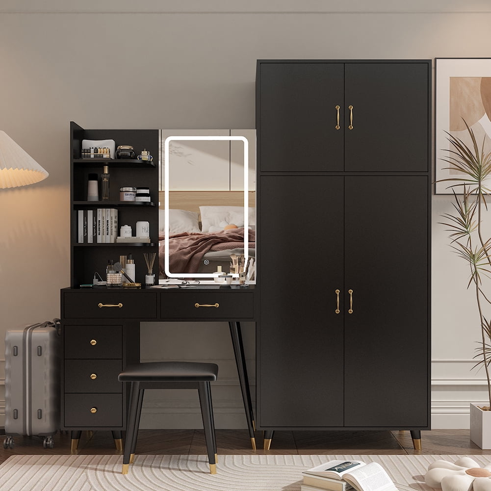 YYAo Vanity Desk Set, Makeup Vanities Dressing Table with Stool, Makeup ...