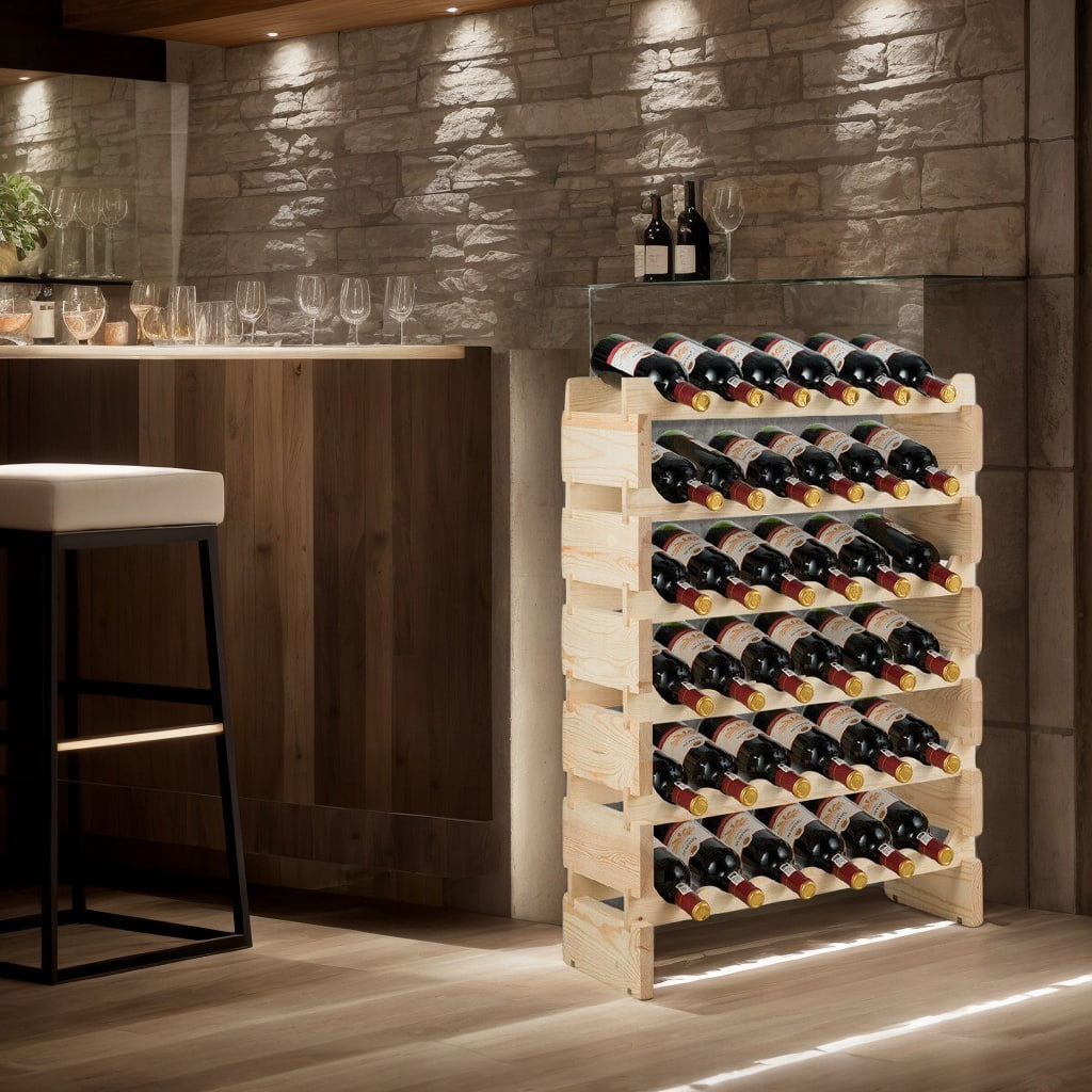 YYAo Wine Rack, Wine Storage Racks,36 Bottles Stackable Wooden Wobble ...